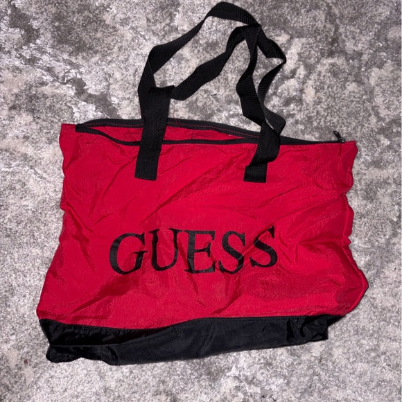 Guess | Bags | Vintage Guess Bold Red And Black Tote | Poshmark